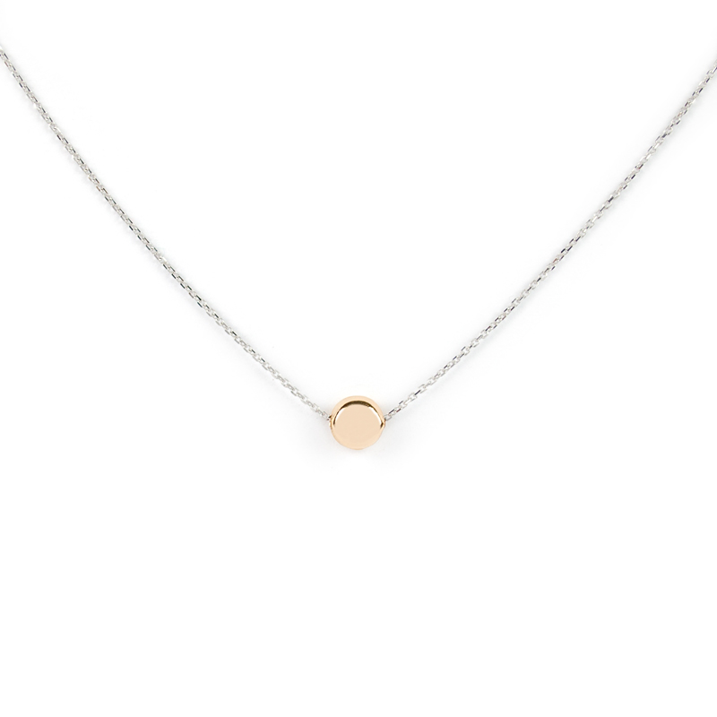 Collana in oro bianco con pallina scorrevole in oro rosa - Sari Gold